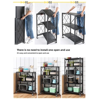 [SG STOCK] foldable kitchen storage rack 3 / 4 / 5 foldable storage ...