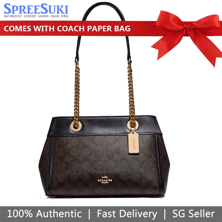 Coach Handbag With Gift Paper Bag Shoulder Bag Brooke Chain Carryall In ...
