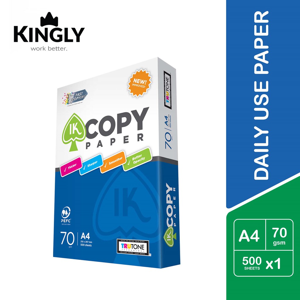IK Paper A4 Paper 70GSM / 80GSM Copier Paper 500 per Ream | Shopee ...