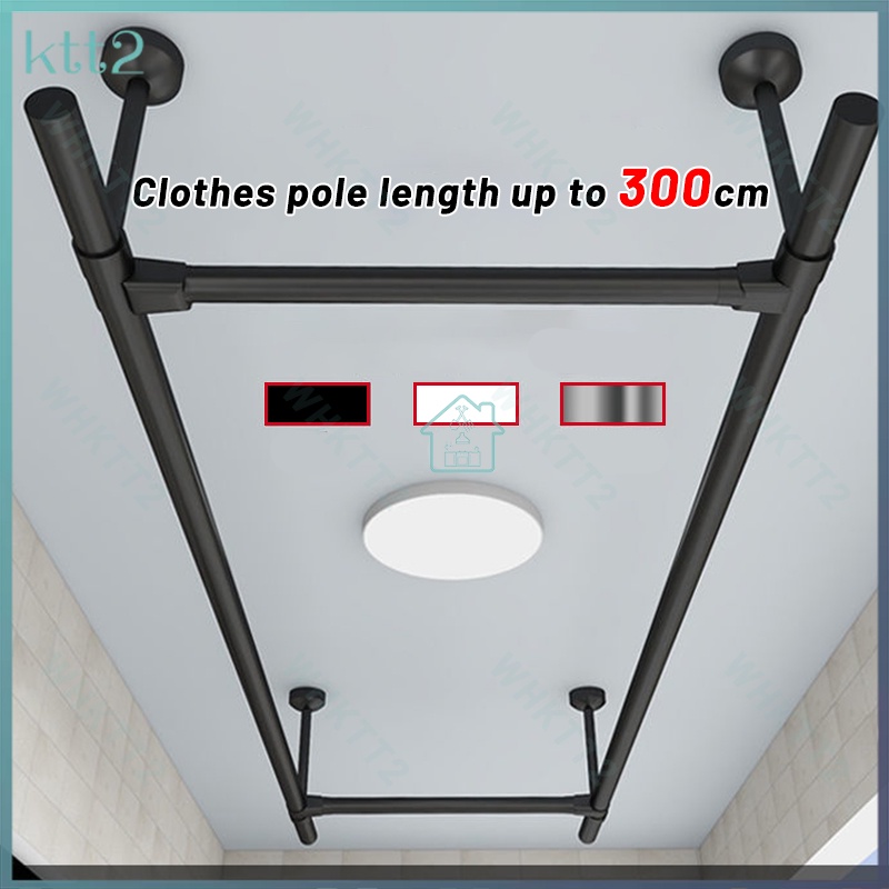 Stainless steel clothes drying rod balcony fixed double-pole clothes ...