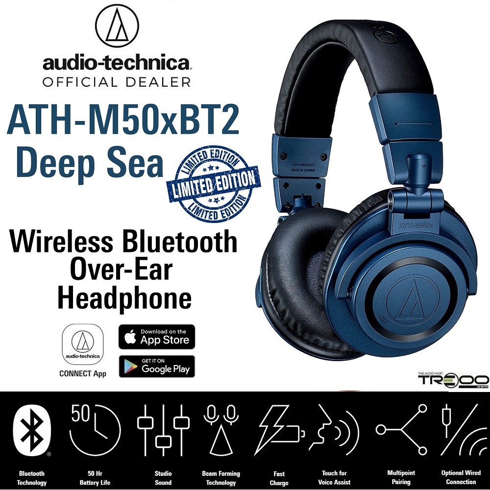 Audio-Technica ATH-M50xBT2 DS Wired/Wireless Bluetooth Over-Ear Headphone with Microphone (Deep ...