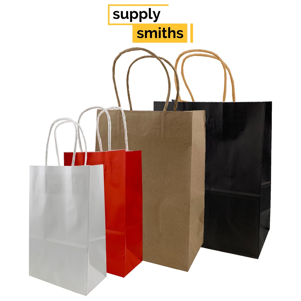 Supply Smiths Kraft Paper Retail Carrier Bag 50pcs | Shopee Singapore