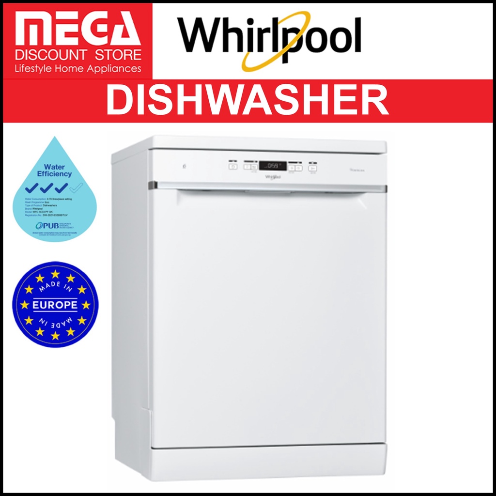 WHIRLPOOL WFC 3C33 PF UK FREE-STANDING DISHWASHER (3 TICKS) (WFC3C33FUK ...