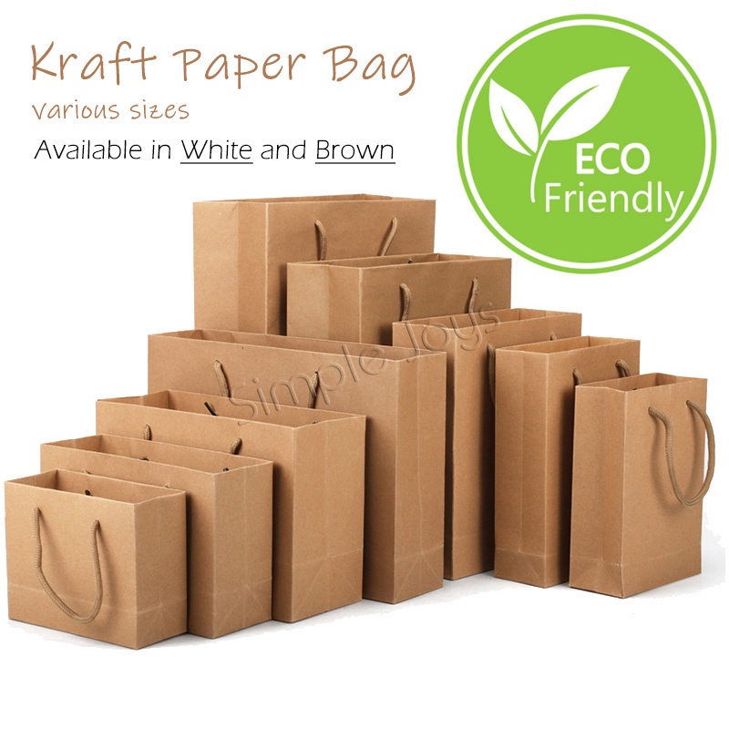 Kraft Paper Bags with Handles Great For Gift And Party | Shopee Singapore