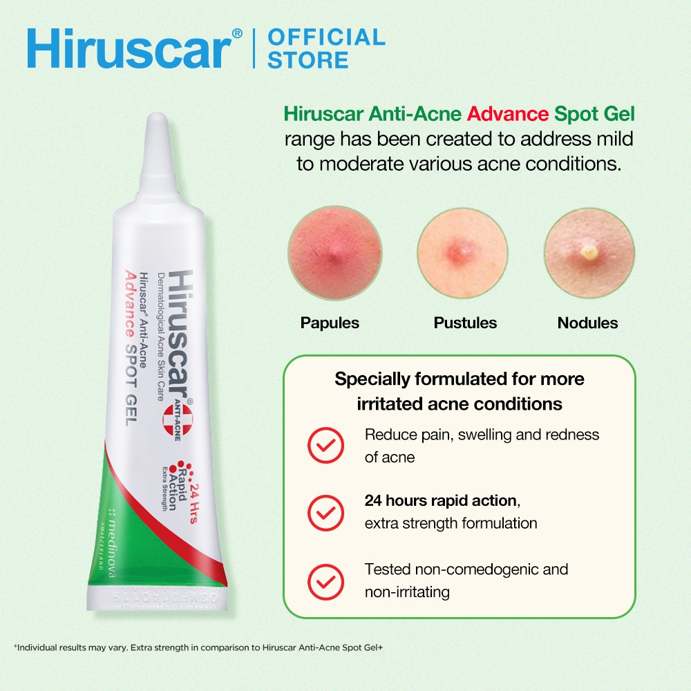 [Hiruscar Official] Hiruscar Anti-Acne Advance Spot Gel 10g | Shopee ...