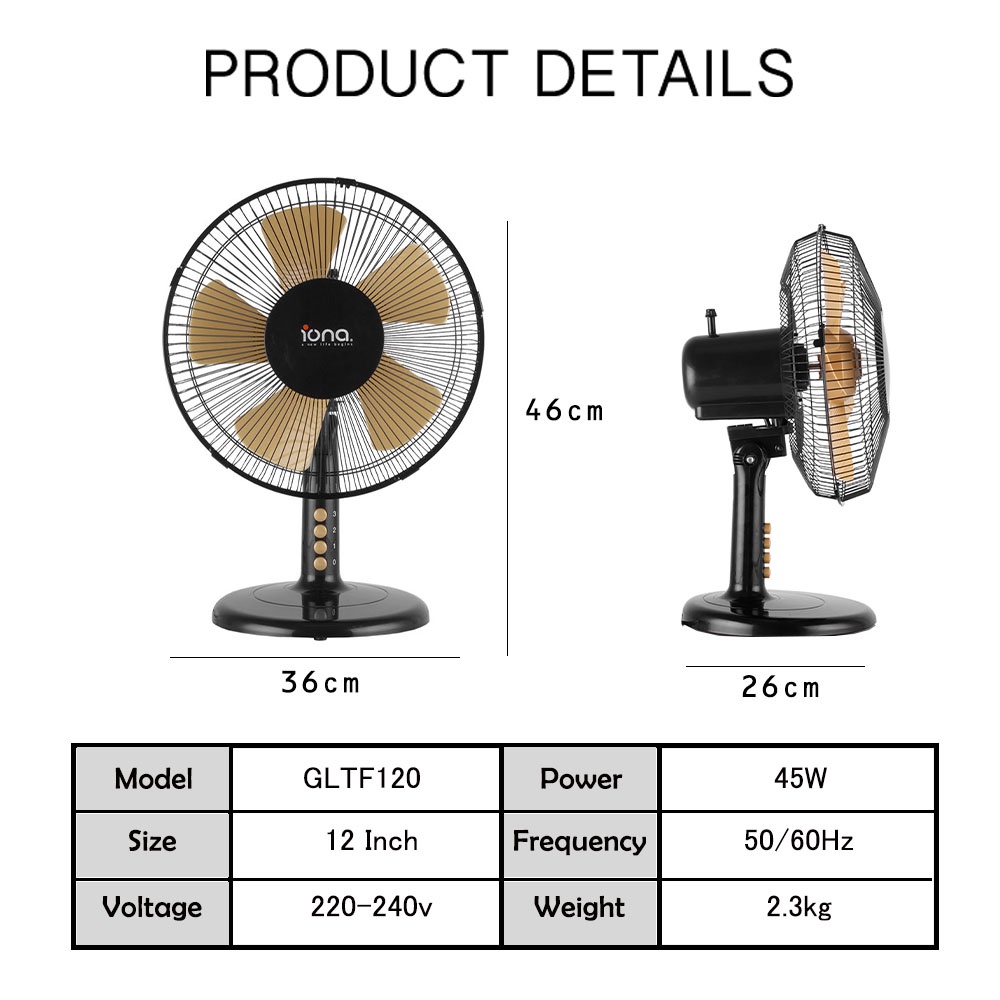 IONA 12 Inch Electric Table Fan Small Desk Fan - GLTF120 | Shopee Singapore