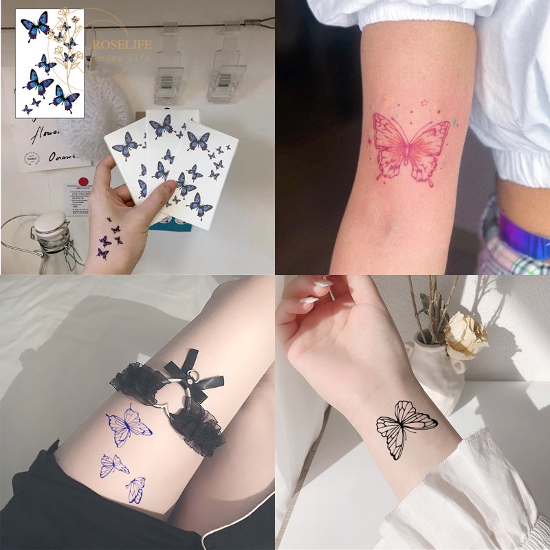 Roselife Butterfly Safe Temporary Tattoo Sticker Long Last Waterproof ...