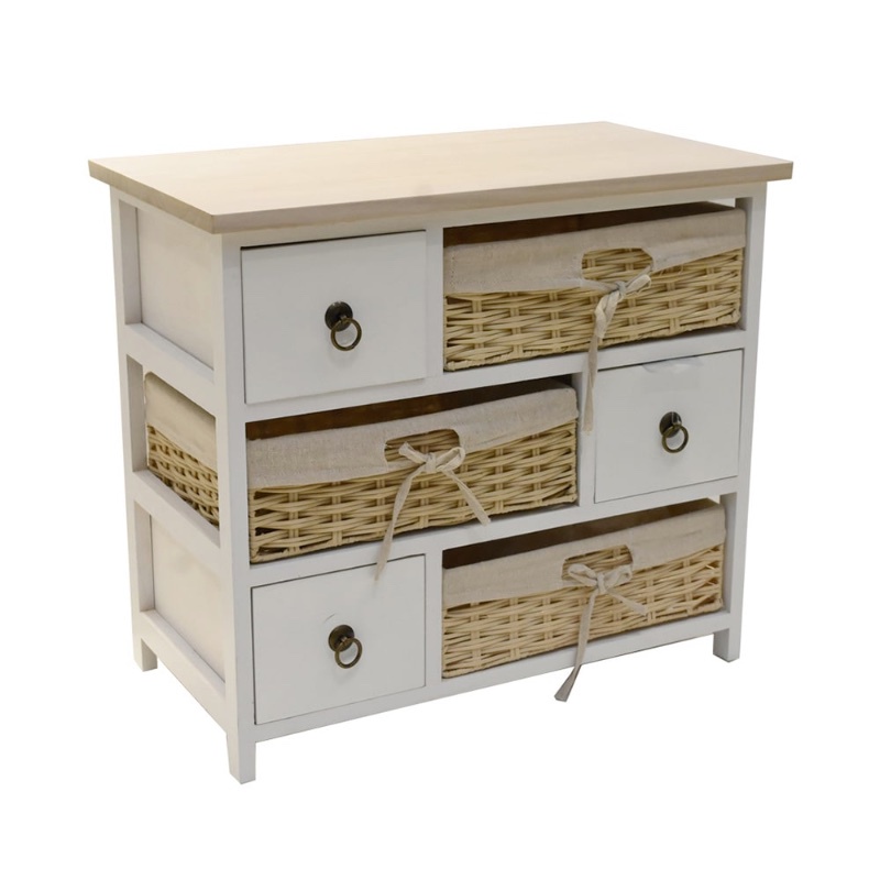 LEVELS Cardiff Country Rattan 6-Drawer Chest (60cm Handmade Storage ...