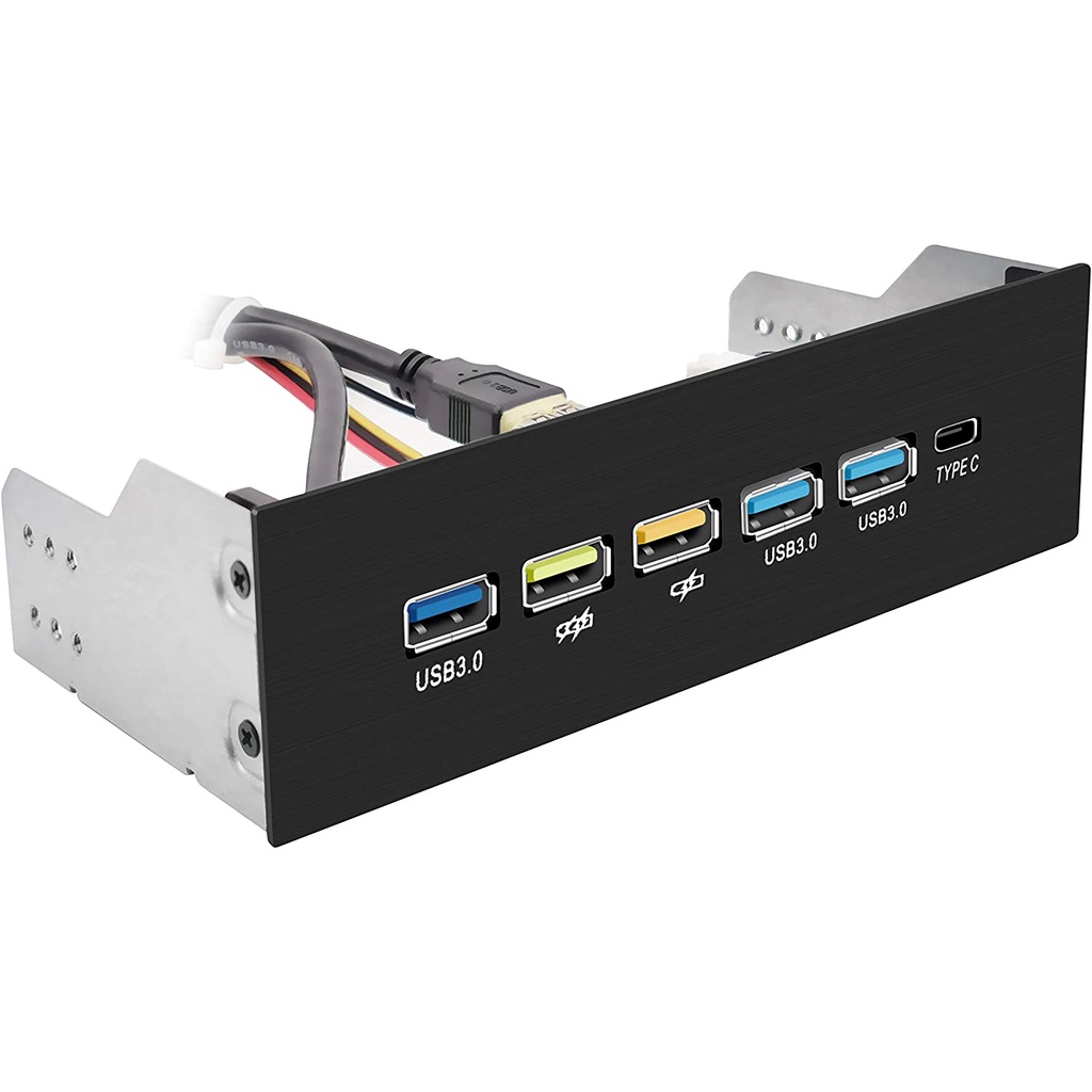 EZDIY-FAB USB 3.0 HUB 5.25 Inch Internal Front Metal Brushed Panel 1 ...