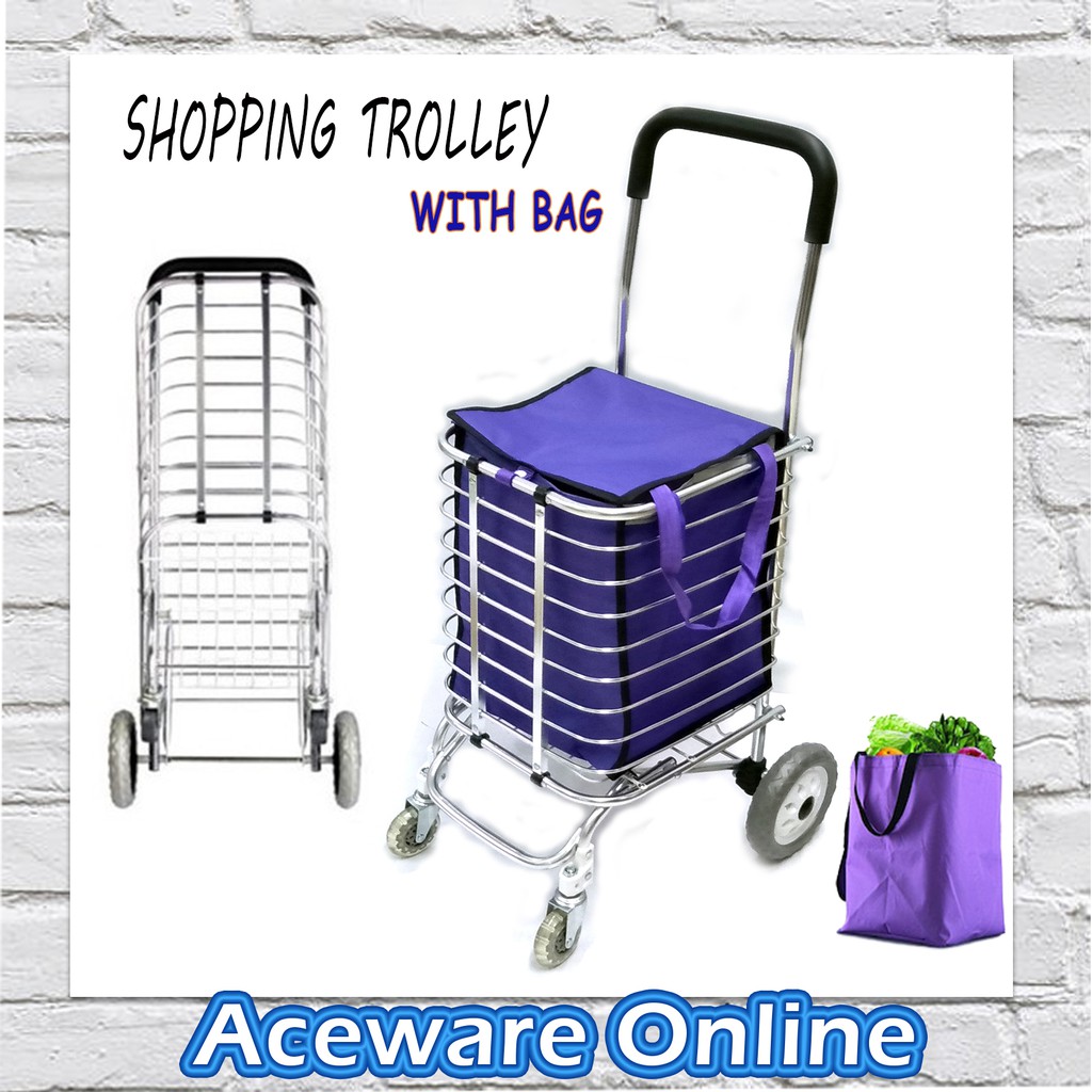 [Shop Malaysia] 4 Wheel Foldable Trolley Aluminium Lightweight Shopping ...