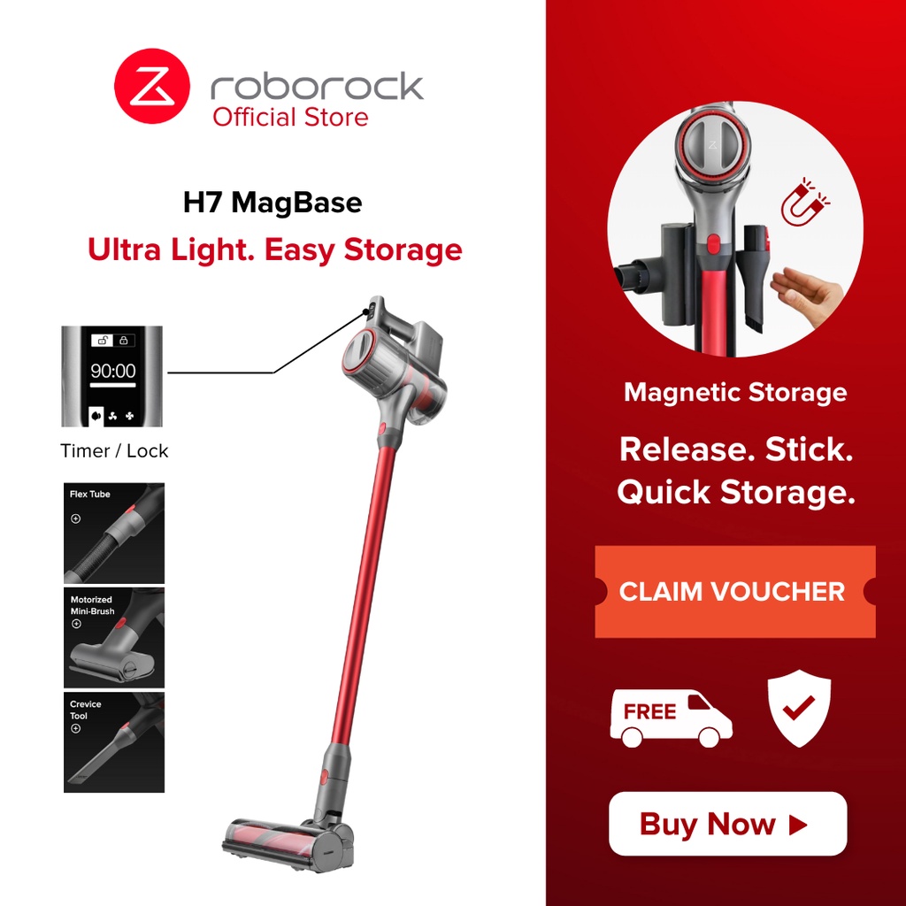 Roborock H7 Cordless Handheld Stick Vacuum Cleaner MagBase Mite Brush ...