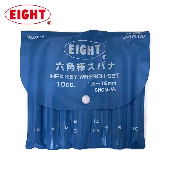 EIGHT No.002-5 No.002-12 10pc Hex Allen Key Wrench Set in Vinyl Pouch ...