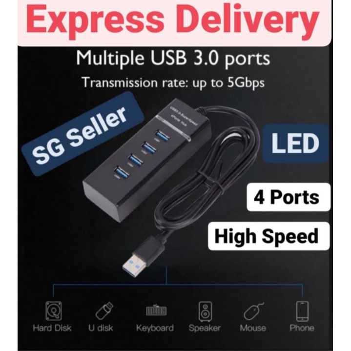 🌟SG Improved 5Gbps High Speed 4Ports Usb Hub Extender Extension ...
