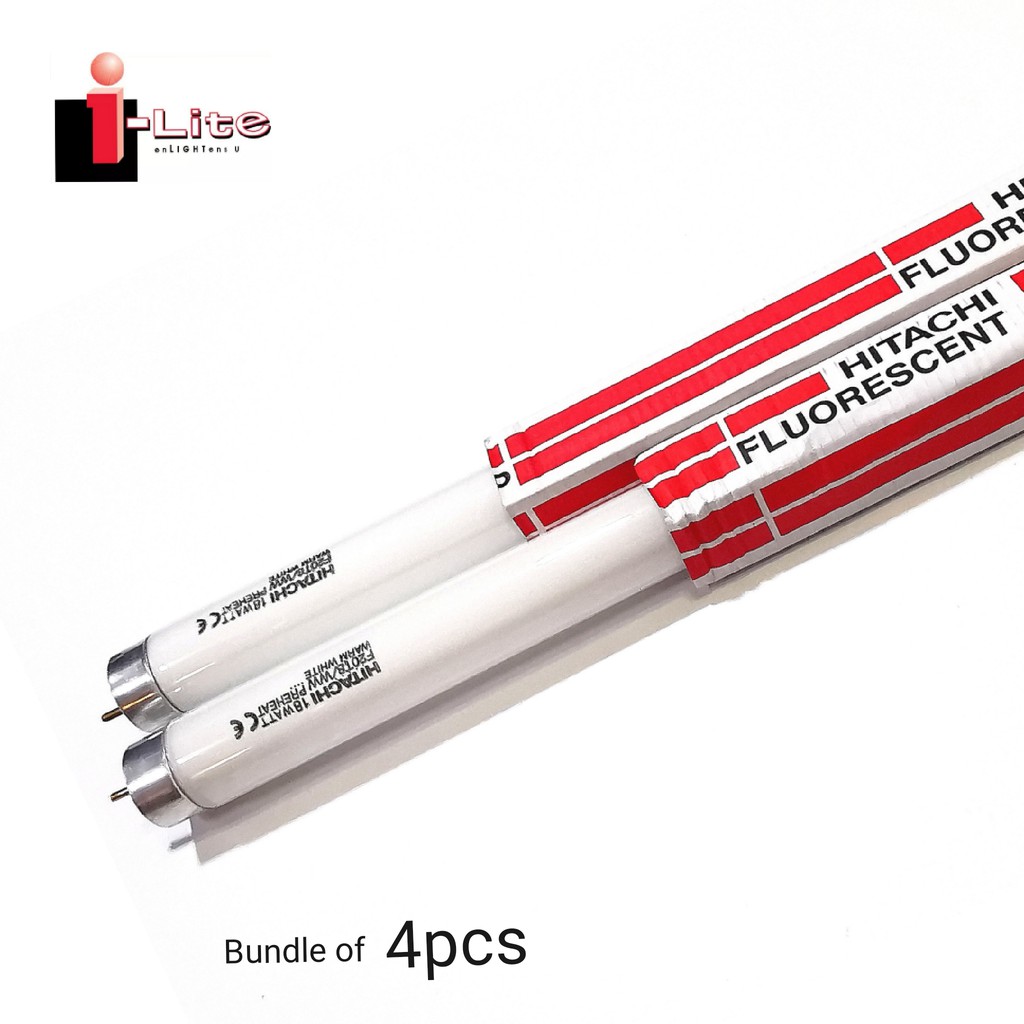 [4PCS ] FLUORESCENT TUBE T8 HITACHI LONG TUBE 18W F20T8/WW | Shopee ...