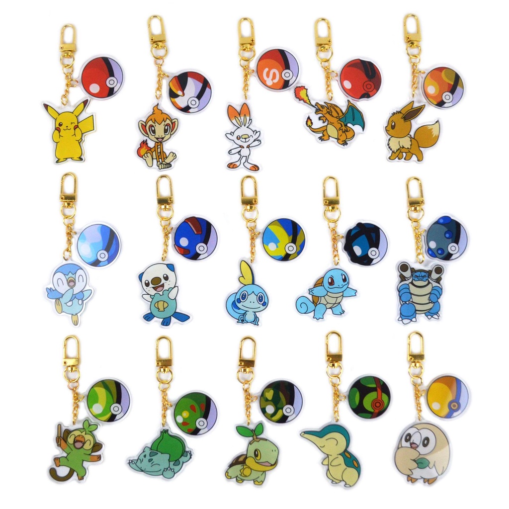 Pokemon Keychain Eevee Pikachu Chimchar Scorbunny Charizard Piplup ...