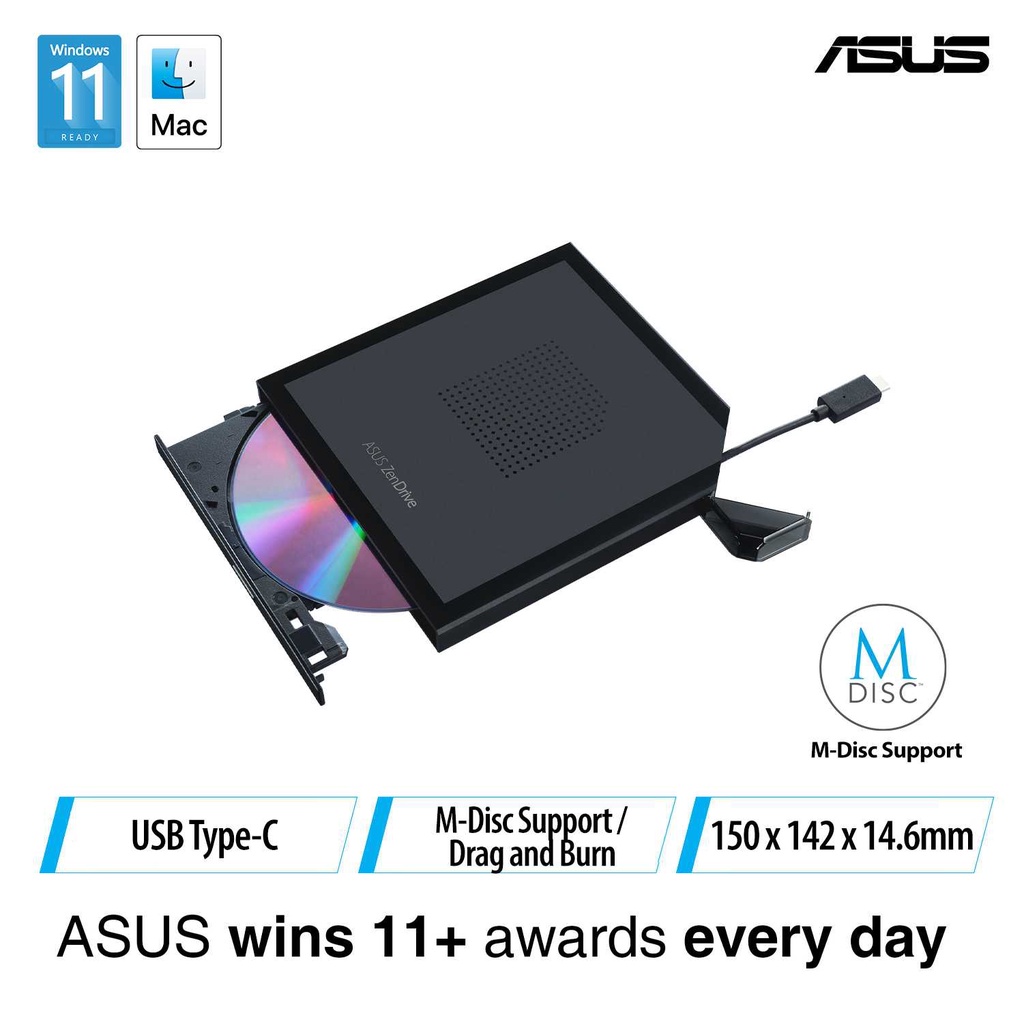ASUS ZenDrive V1M external DVD drive and writer with built-in cable ...
