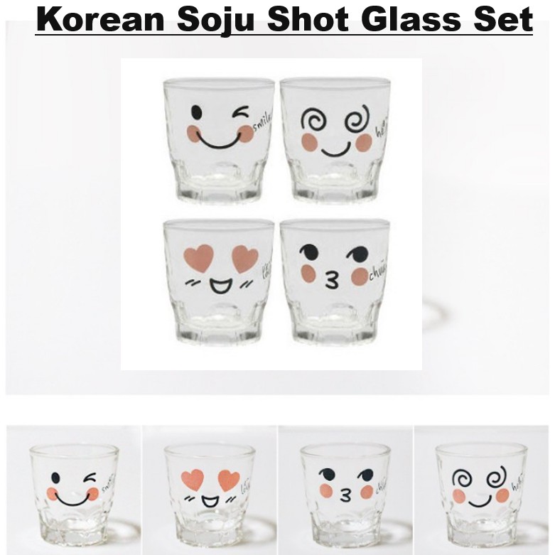 Korean Soju Shot Glass Set 4PCS | Shopee Singapore