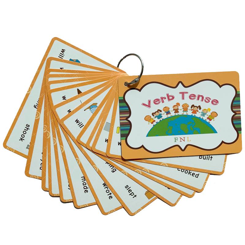 13Pcs Verb Tense Flash Card Baby Lean English Word Pocket Cards ...