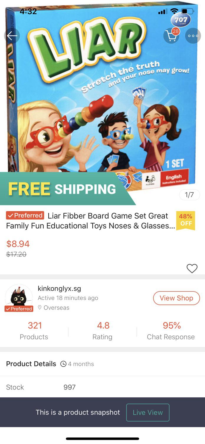 Liar Fibber Board Game Set Great Family Fun Educational Toys Noses ...