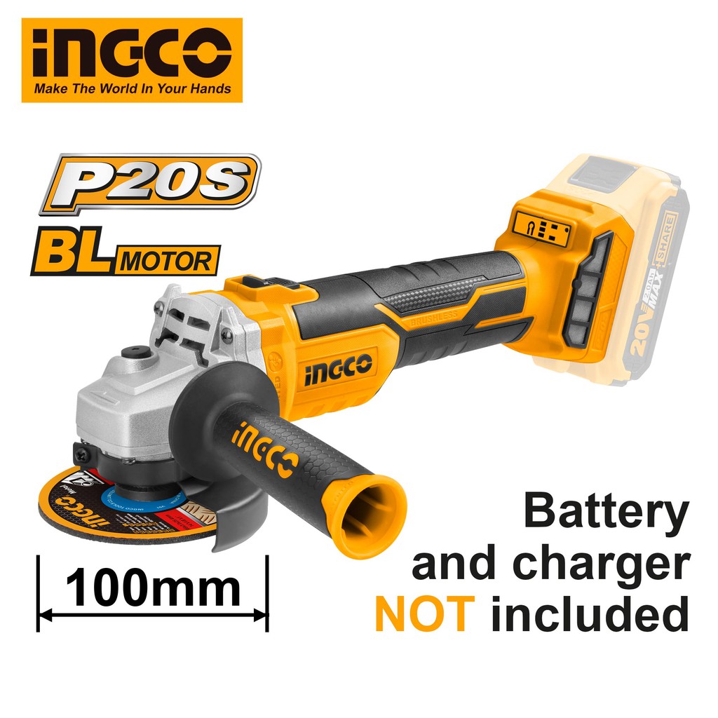 INGCO 20V Li-on Angle Grinder Brushless Motor CAGLI1002 or CAGLI201008 ...