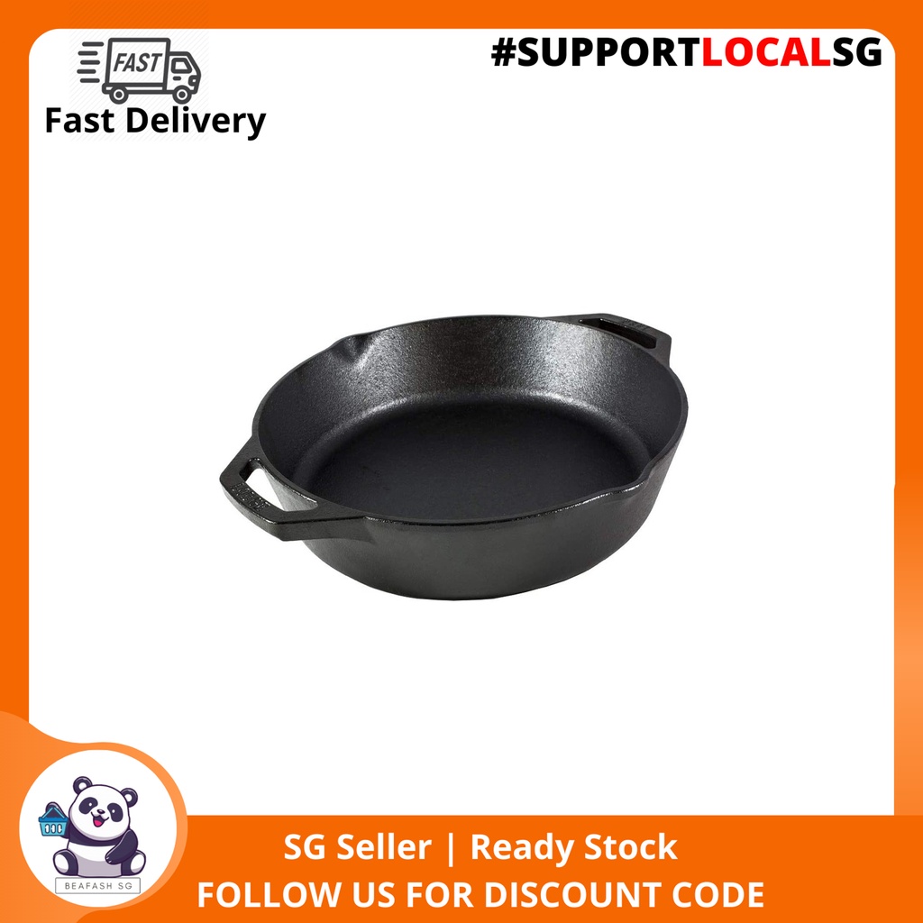 LODGE Cast Iron Dual Handle Pan, 12 inch, (L10SKL) | Shopee Singapore