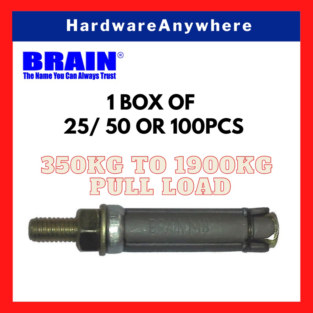 BRAIN KAC Expansion Bolt with End Thread [1Box] - Hex Nut Sleeve Anchor ...