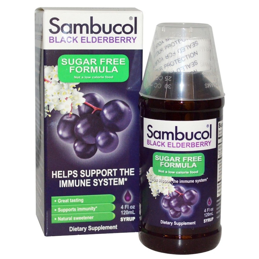Sambucol, Black Elderberry Syrup, Sugar Free Formula, 4 fl oz (120 ml ...