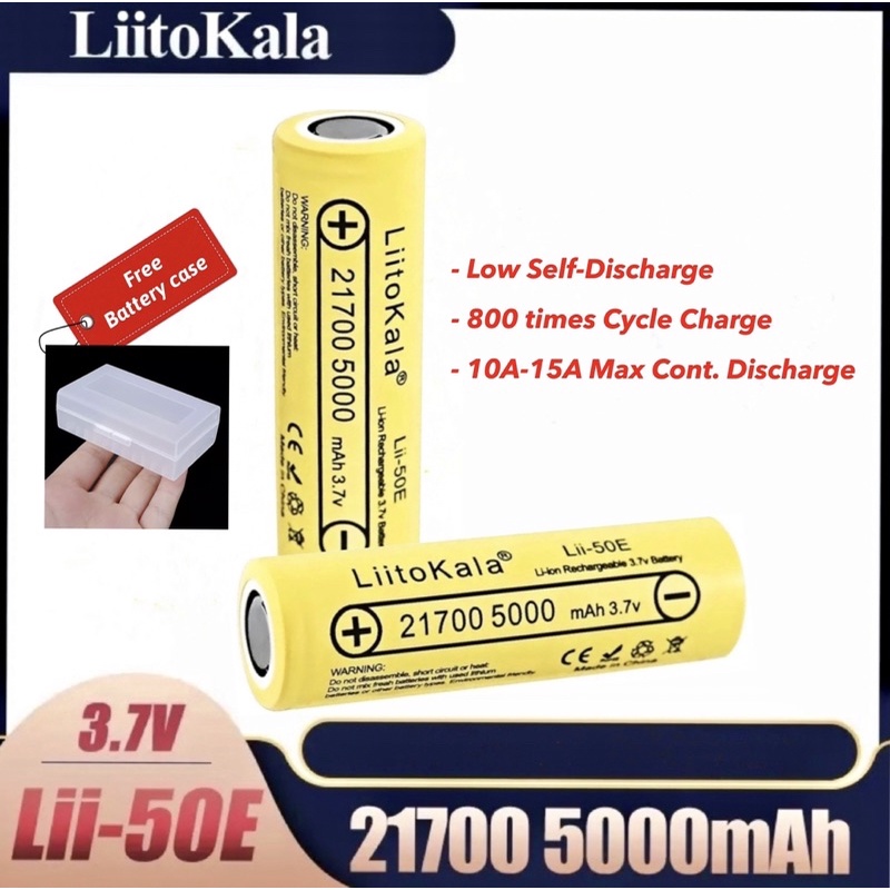 Liitokala Lii-50E 21700 5000mah 10A 15A 3.7V Li-ion Rechargeable ...