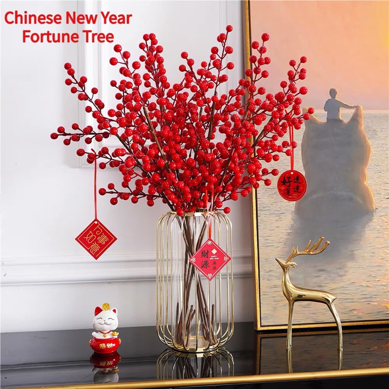 CNY Fortune Fruit Flower Decoration Chinese New Year Fortune Tree Vase ...