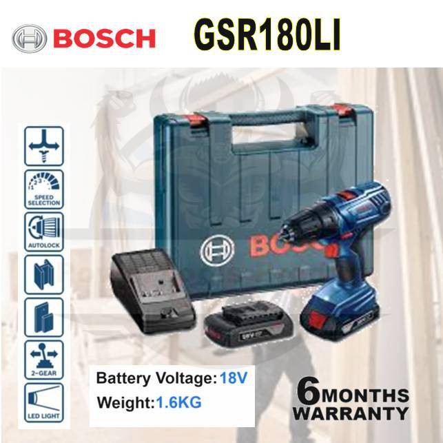 BOSCH GSR 180-LI CORDLESS DRILL DRIVER/ 18V DRILL DRIVER/ 2 BATTERIES ...