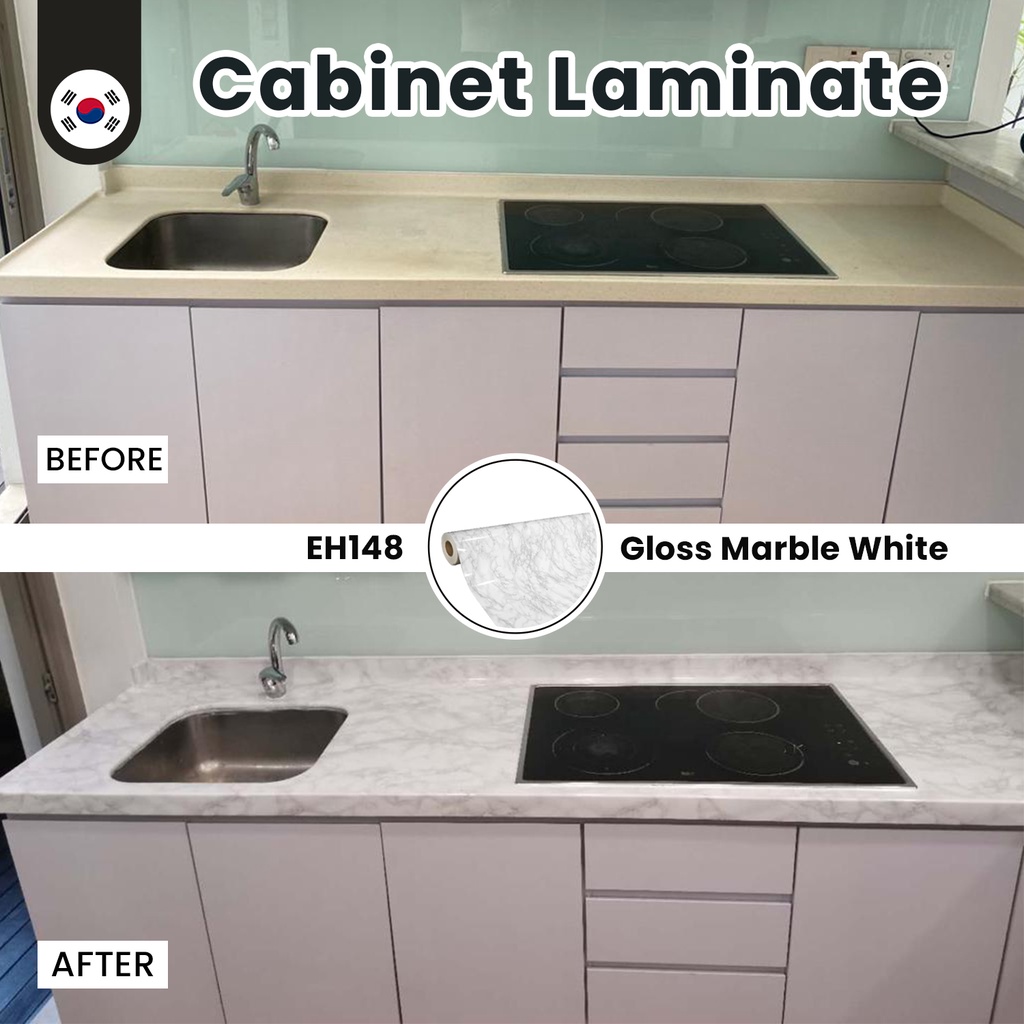 Lovehouse Korea Marble Design Kitchen Cabinet Laminate | Shopee Singapore