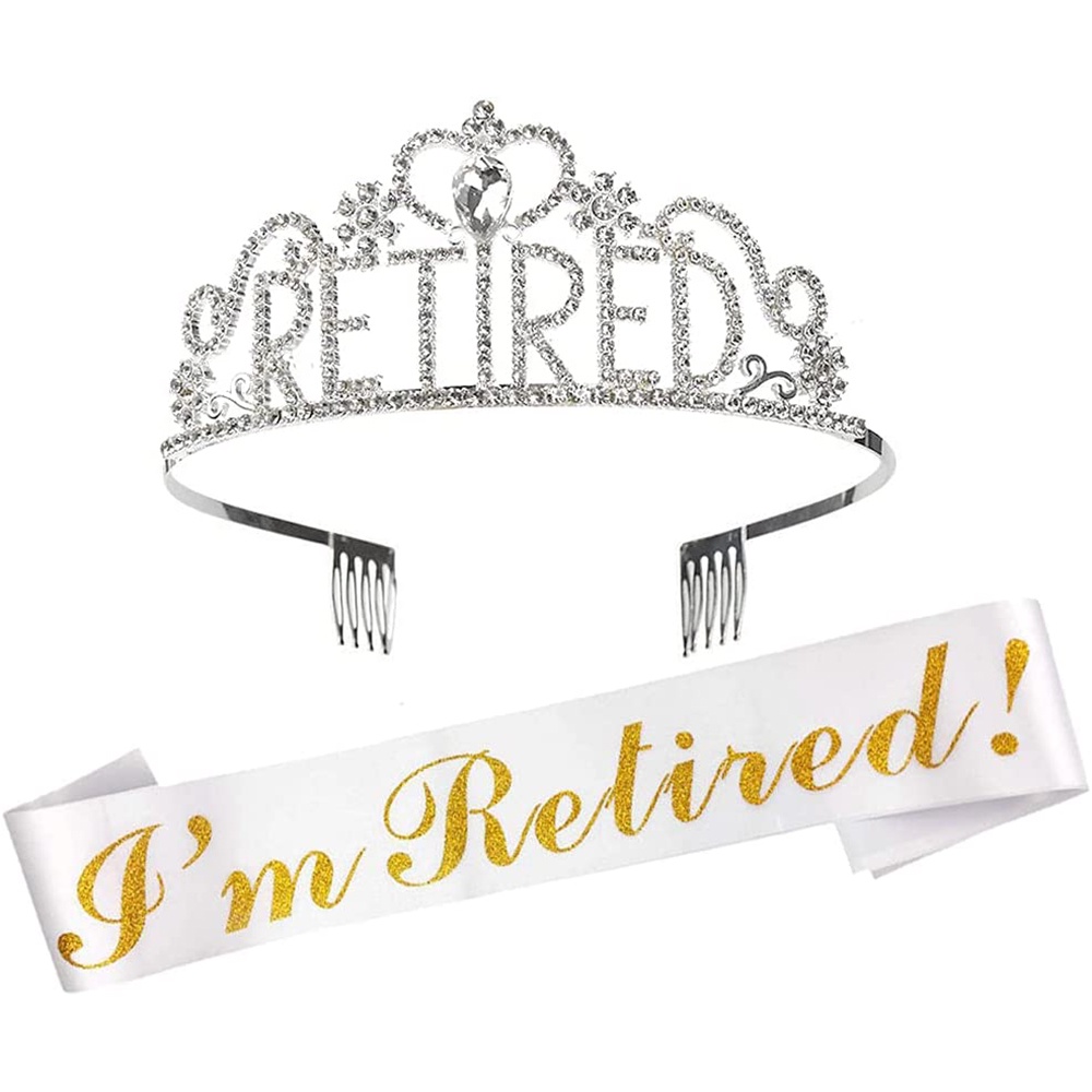 Retirement Party Decor Retired Tiara Crown Retired Sash Retirement ...