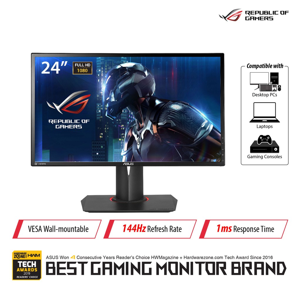 ASUS ROG Swift PG248Q eSports Gaming Monitor - 24" FHD (1920x1080) 1ms, G-Sync (monitor screen ...