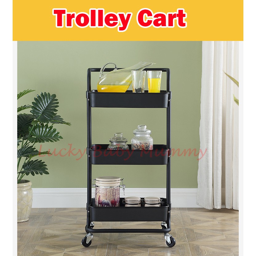 Multi-Purpose Movable Trolley with Handle Bar kitchen Storage Rack ...