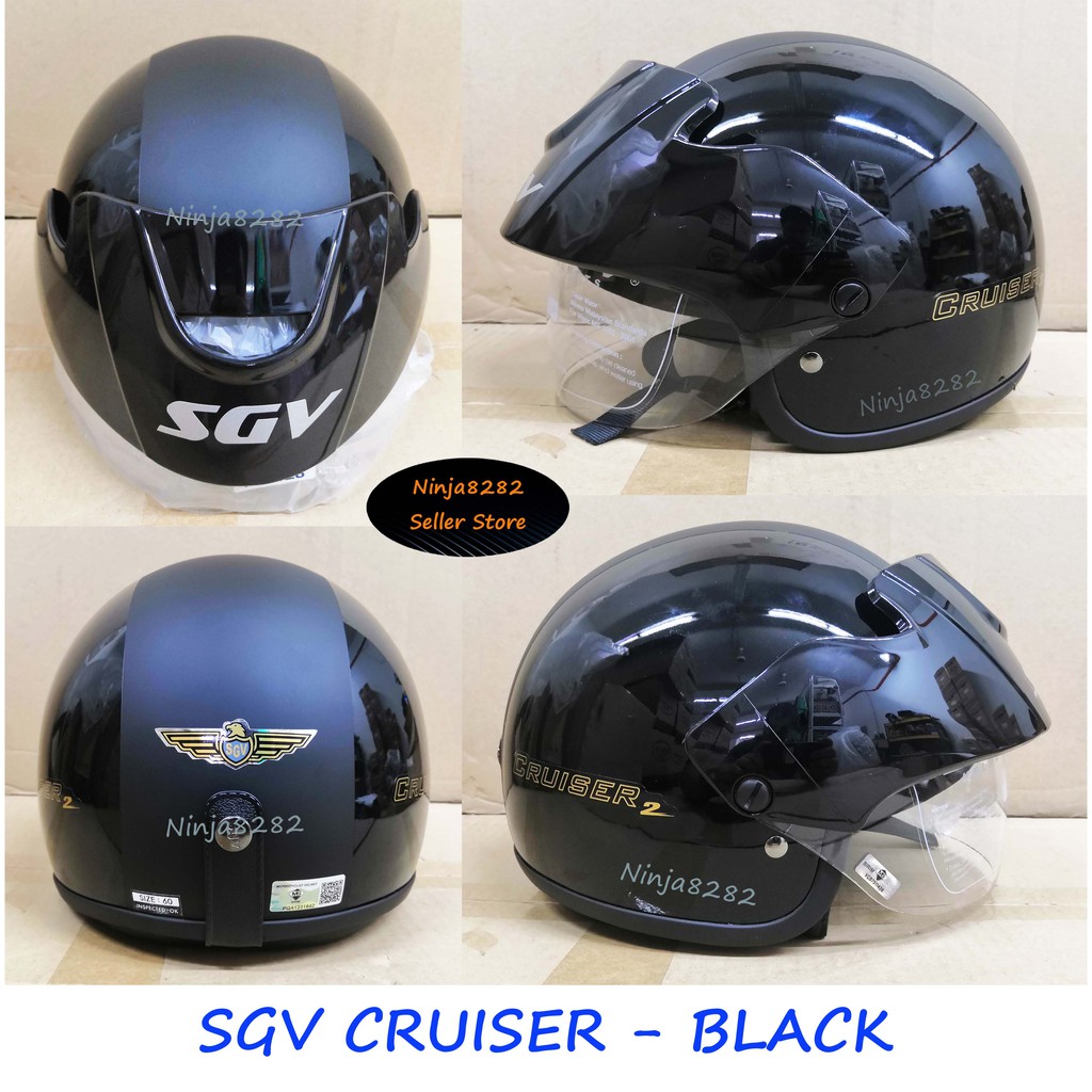 SGV Cruiser Visorex Half Cut Helmet - Red / Black / Blue / Silver ...