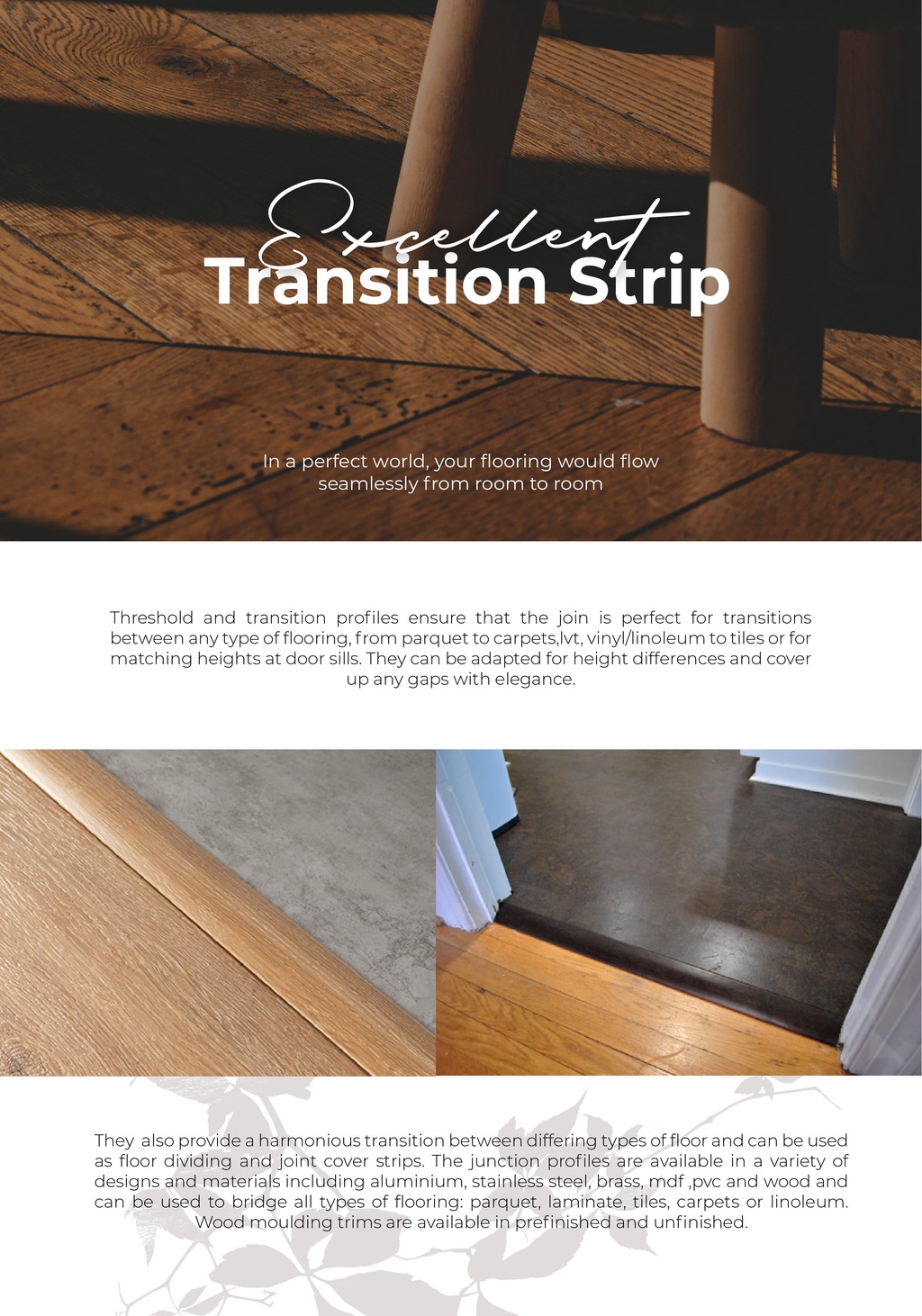 DEKOREA Aluminium Transition Strip Door Threshold Strip Floor Edge cap ...