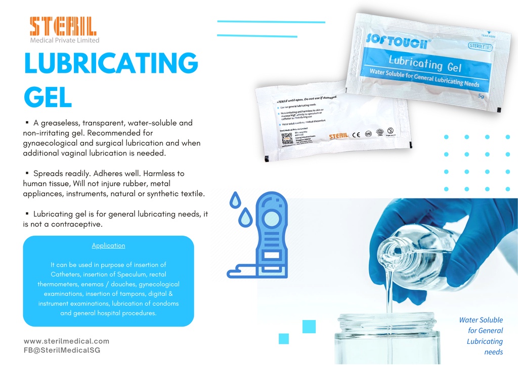 Steril Medical Softouch Sterile Lubricating Gel 5g sachet, 100 Packs ...
