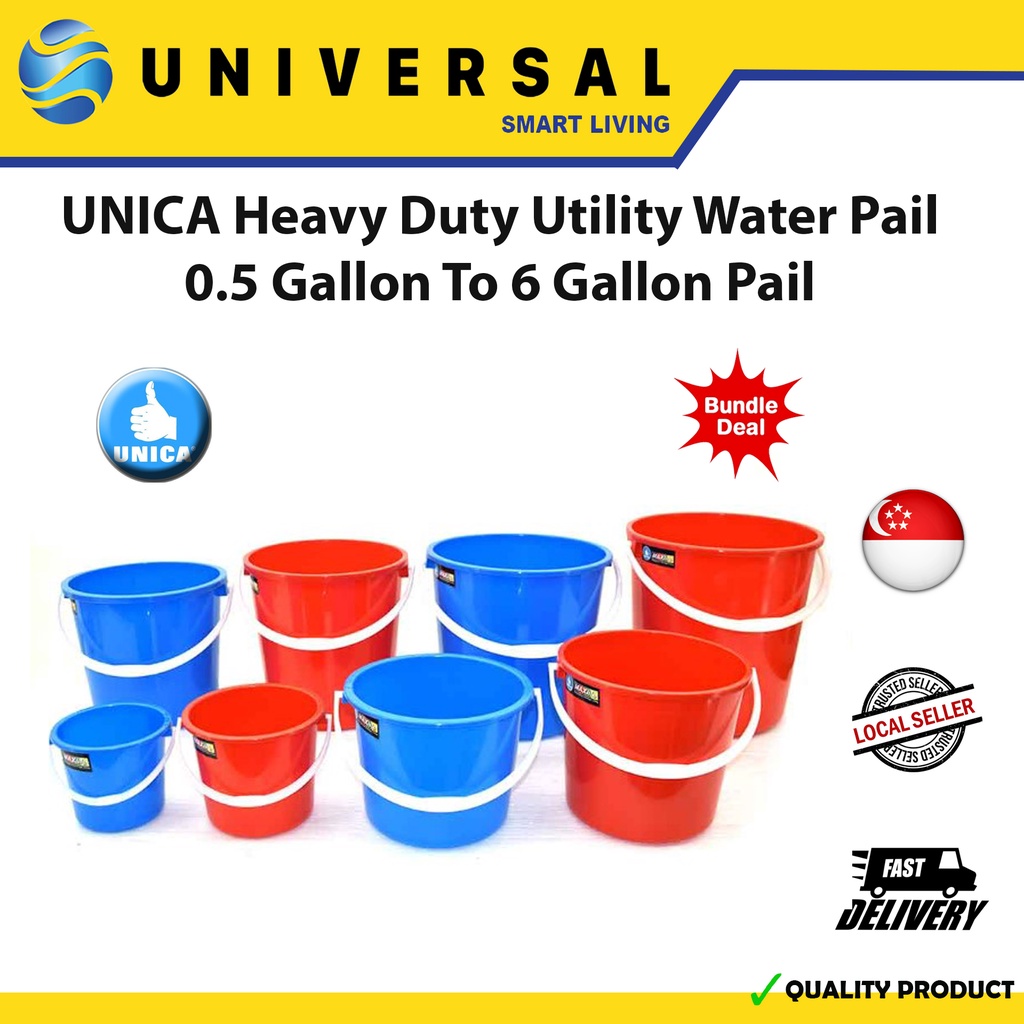 [SG SHOP SELLER] UNICA Heavy Duty Utility Water Pail 0.5 Gallon To 6 ...
