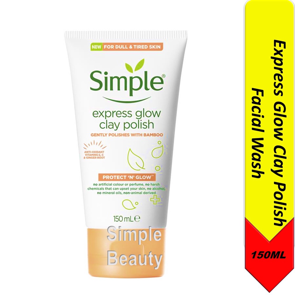 Simple Express Glow Clay Polish Facial Wash, 150ml | Shopee Singapore