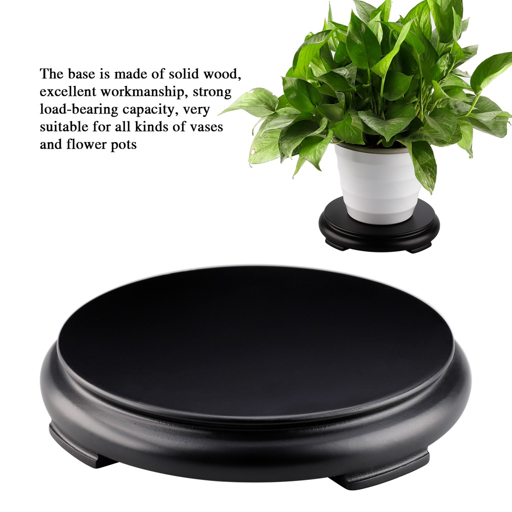 Vase Base Display Shelf Carved Holder Solid Wood Stand Wooden Home ...
