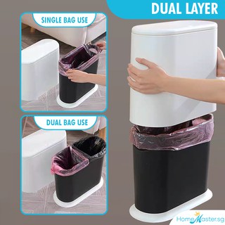 [SG Ready Stock] Japan Style Dustbin Simple Bathroom Kitchen Hand Press ...