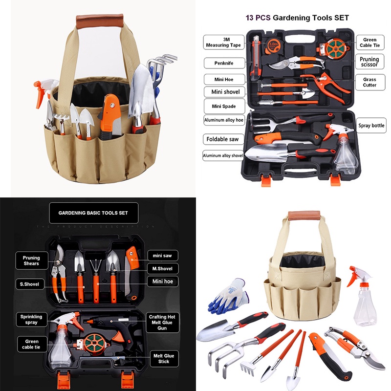 9/10/15Pcs Multi-use Gardening Garden Tools Box Set w Spade /Scissors ...