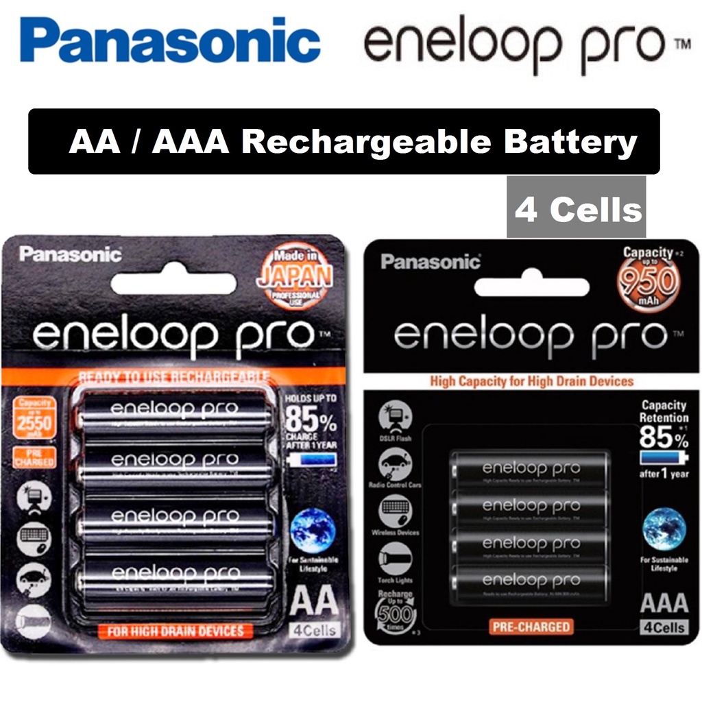 Panasonic Eneloop Pro Aaa Rechargeable Battery 4 Cells Shopee Singapore