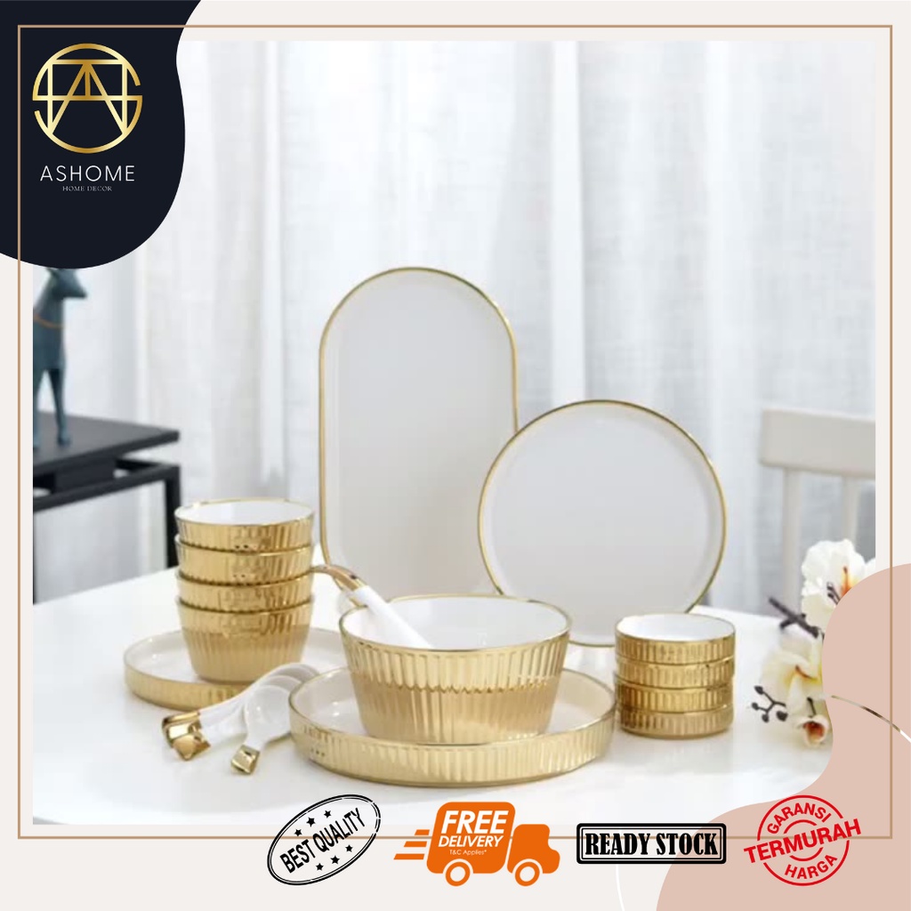 Ashome Ceramic Plates & Ceramic Outer Gold Motif Lines / Ceramic Plates ...