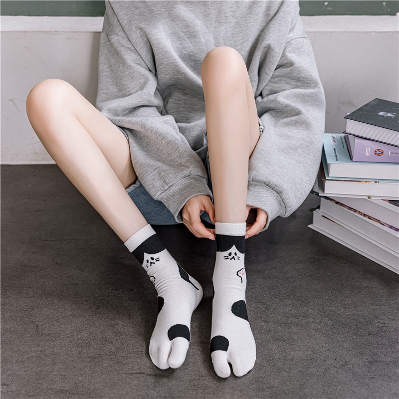 [SG Ready Stock] Ladies Cute Cat Socks Two Toed Split Toe for Flip ...