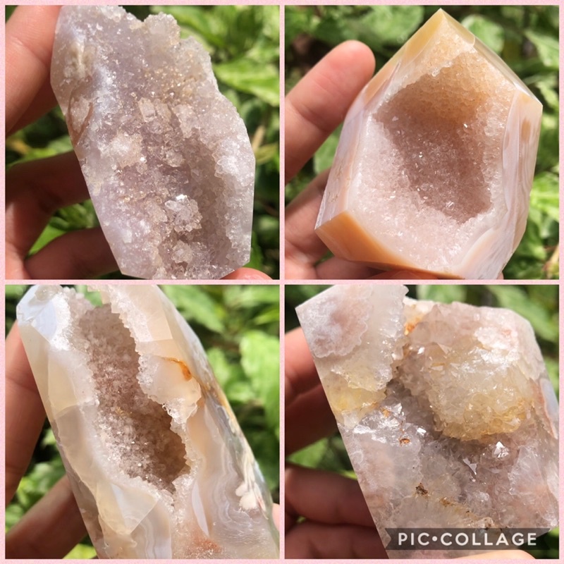 [SG CRYSTAL] Druzy Agate Caves Freeform (some flower agate and pink ...