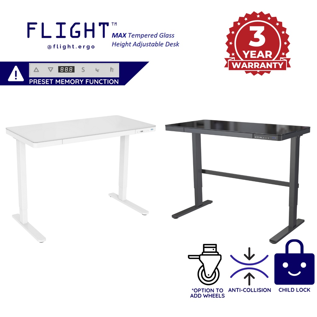 Flight™ MAX Motorize Height Adjustable Desk Sit Stand Table Motorized ...