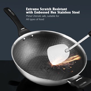 ASD Hybrid 3-PLY 32CM Hex-Wok with Self-Standing Cover / Stainless ...