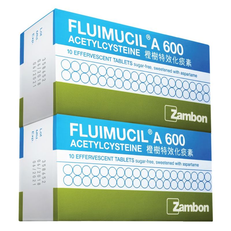 Fluimucil 600Mg Effervescent Tablets Twin Pack, 2X10 Tablets | Shopee ...