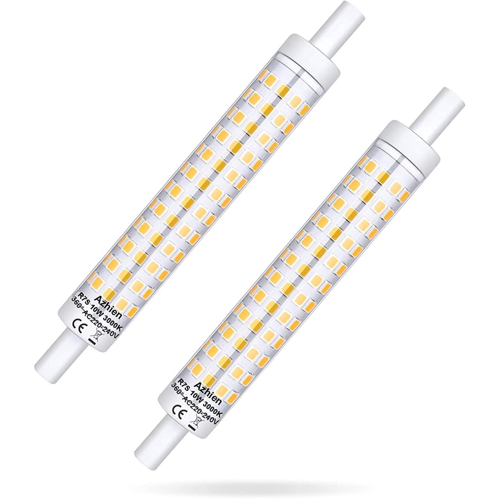 "Azhien R7S LED Dimmable 118mm, R7S LED 118mm 10W Warm White 3000K R7S ...